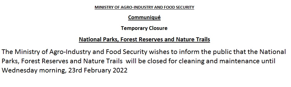 Communiqué: Temporary Closure of National Parks, Forest Reserves and ...